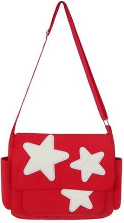 Generic Sac &agrave; bandouli&egrave;re simple pour femme avec poches lat&eacute;rales Y2K Star Sac &agrave; bandouli&egrave;re Sac &agrave; dos d&eacute;cole grande capacit&eacute; pour les voyages en plein air, L