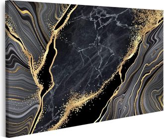 Islandburner Schwarzer Marmor Hintergrund mit goldenen Adern Leinwand Bild Wandbilder Bilder