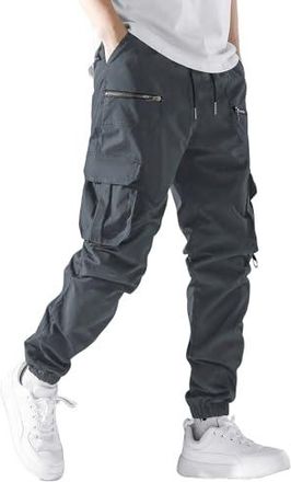 Generic Pantalon de jogging tendance et d&eacute;contract&eacute; pour homme pour sortir et porter en ville - Taille &eacute;lastique - Pantalon doux et confortable, gris fonc&eacute;, M