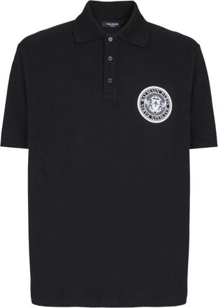Balmain Homme, Tops, Noir, Taille: L Polo &agrave; Logo Crest