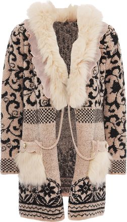 Faina Strickjacke Damen rosa schwarz