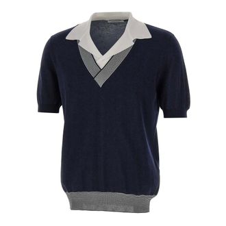 Gran Sasso Homme, Pulls, Bleu, Taille: L Polo &agrave; large col en V