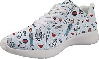 Showudesigns Sport Femme Chaussures de Fitness Mixte Adulte Course Sneakers Basses Basket de Running Infirmier M&eacute;decins Mod&egrave;le Blanc