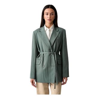 Scotch & Soda Blazer crois&eacute; en m&eacute;lange de lyocell - Femme - Vestes - Vert - Taille: 36 FR