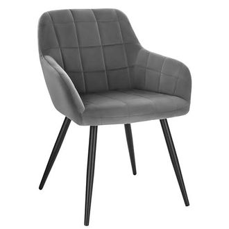 Woltu Chaise de Salle à Mangern Chaise de Cuisine rembourrée en Velours, Pied en métal,Gris Foncé BH93dgr-1