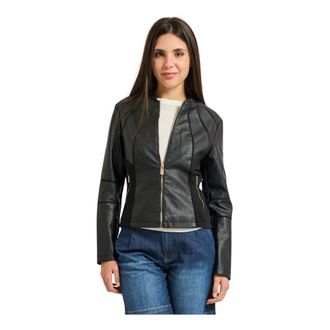 Yes-Zee YES Zee, Femme, Vestes, Noir, Taille: 46 FR Faux Leather Jacket