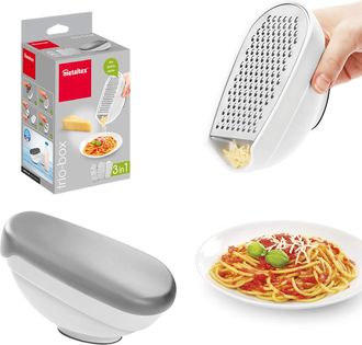 Metaltex 199709080 Box-Reibe mit Aufbewahrung, Kunststoff, Edelstahl, Einfarbig