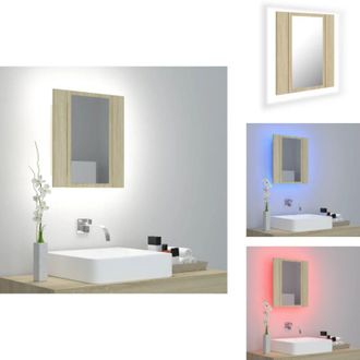 vidaXL Vidaxl - LED-Bad-Spiegelschrank Sonoma-Eiche 40x12x45 cm Acryl - LED-Spiegelschrank - Badezimmerspiegel - Acrylspiegel - Sonoma-Eiche - rgb