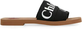 Chlo&eacute; Womens Woody Fabric Mules Black Sandal
