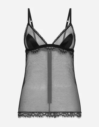 Dolce & Gabbana Dessous-top Aus Tüll Und Spitze - Frau Unterwäsche Schwarz Spitze 1