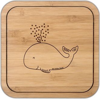 Mr. & Mrs. Panda Untersetzer quadratisch Wal Konfetti - Geschenk, Di&auml;t, Abnehmen, Filzuntersetzer, Trennung, Flaschenuntersetzer, Meer, Motivation, Geburtstag, Tassenu