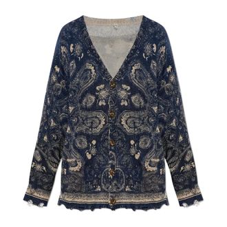 R13 Femme, Pulls, Bleu, Taille: 40 FR Printed Boyfriend Cardigan