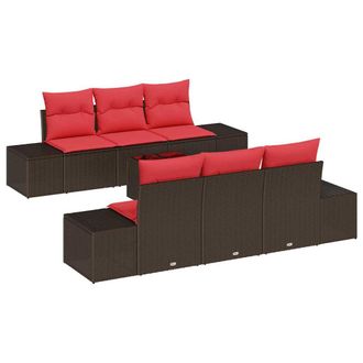 vidaXL Set Divano Da Giardino 7 Pz Marrone Polyrattan Vidaxl