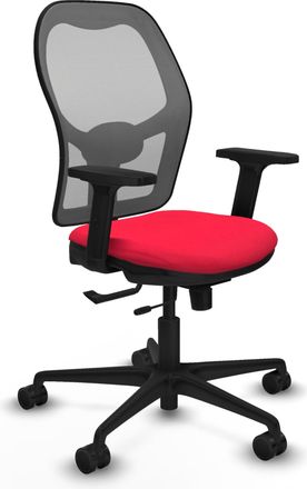 Piqueras y Crespo Gepolsterter B&uuml;rostuhl mit 2D-Armlehnen, h&ouml;henverstellbare Lendenwirbelst&uuml;tze, ausgestattet mit Syncro/Traslack und injiziertem Schaumstoff, Grau/Rot