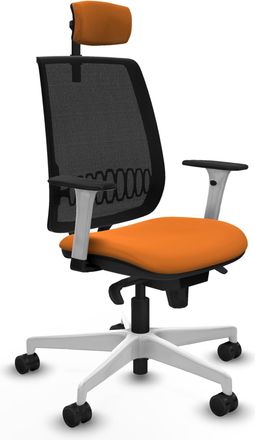 Piqueras y Crespo Schreibtischstuhl Orange Alares mit wei&szlig;en und schwarzen Armlehnen, h&ouml;henverstellbare Lendenwirbelst&uuml;tze und h&ouml;henverstellbares Kopfteil, Schwarz/Oran