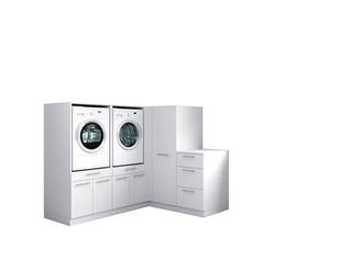 Laundreezy Waschraum Komplett-Set, Wei&szlig; - Modulares Schranksystem f&uuml;r Waschk&uuml;che & Hauswirtschaftsraum - 203 x 162 x 68 cm (B/H/T)
