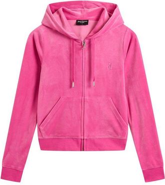 Juicy Couture Kapuzennickijacke ROBERTSON HOODIE Damen Trainingsjacke Damen, Sweatjacke mit Kapuze, Velour, mit Glitzer, Sale