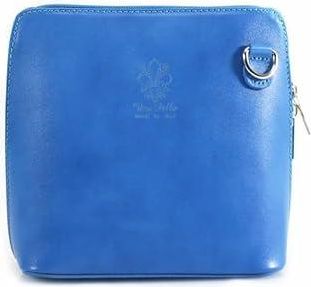 Generic Vera Pelle Sac à bandoulière pour femme en cuir italien élégant et léger, bleu