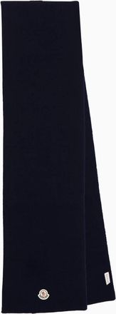 Moncler Homme, Accessoires, Bleu, Taille: ONE Size Ribbed Logo Scarf