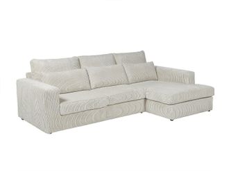 Vente-Unique Rechtes Ecksofa aus beigefarbenem Cord - MONDOVI