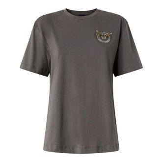 Pinko Love Birds Jewel Embroidery T-shirt - - Tops - Damen - Grau - L