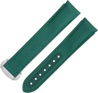Generic 20 mm Neue grüne High-Density-Nylon-Rindsleder-Uhrenarmbänder, passend für das Uhrenarmband AT150 Seamaster 300 Planet Ocean De Ville Speedmaster mit 