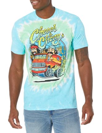 Liquid Blue Unisex-Erwachsene Cheech and Chong Smokin Ride Tie Dye Short Sleeve T-Shirt, Bunt gef&auml;rbt, Large