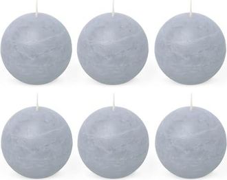 Spaas 6x Rustikale Kugelkerze 80 mm 24St - hellblau