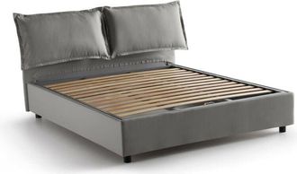 Talamo Italia Doppelbett Antonia, Containerbett mit Stoffbespannung, 100% Made in Italy, Front&ouml;ffnung, passend f&uuml;r Matratze Cm 160x200, Beige - Talamo Italia