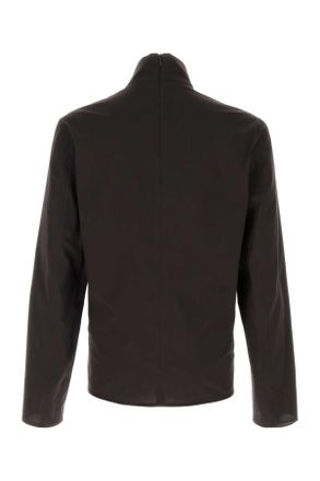 Gucci Mens Dark Brown Stretch Poplin Shirt Blackishbrown Exterior: Cotton Elastane Camicie