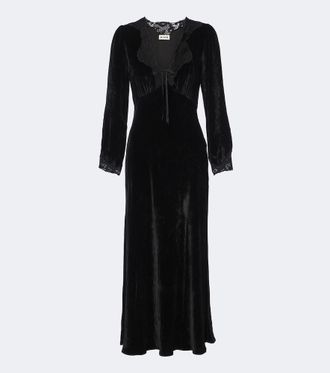 Rixo Midikleid Larah aus Samt mit Spitze