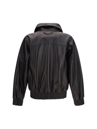 Balenciaga High-Neck Lamb Leather Jacket - Black