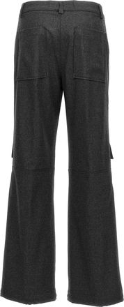 P.A.R.O.S.H. Wool-Blend Ruffled-Pocket Cargo Pants - Charcoal