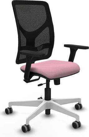 Piqueras y Crespo Schreibtischstuhl mit Rollen, mit 3D-Armlehnen, h&ouml;henverstellbare Lendenwirbelst&uuml;tze, ausgestattet mit Syncro/Traslack und Schneideschaum, Schwarz/Ros