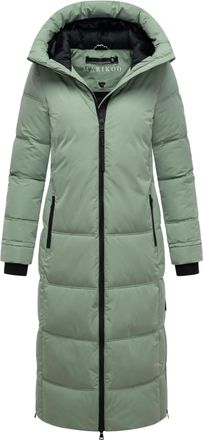 Marikoo Damen Wintermantel (XS-6XL) - gesteppt, mit Kapuze, verstellbare &Auml;rmelb&uuml;ndchen, taillierter Schnitt - N074 - SmokeyMint Gr&ouml;&szlig;e L - Gr.L