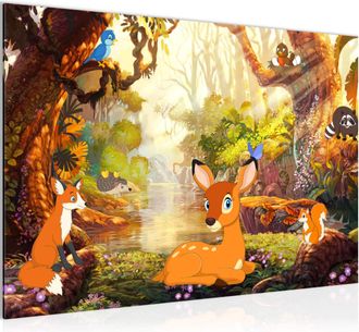 Runa Art Bild Kinderzimmer Wald Modern Wandbilder Babyzimmer Spielzimmer 1 Teilig - Made In Germany - Waldtiere Braun Flur 022715b