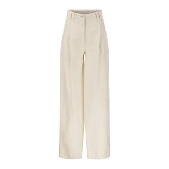 Brunello Cucinelli Plissierte- weitgeschnittene Baumwollhose - - Trousers - Damen - Wei&szlig; - XS