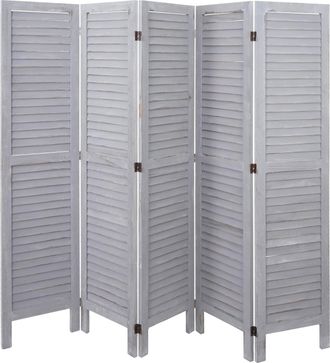 Mendler Paravent HWC-G30, Trennwand Sichtschutz Raumteiler, Shabby-Look 170x200cm - grau