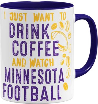 OM3 Minnesota-Coffee - Tasse - Keramik Becher - American Football Mug - 11oz 325ml - Beidseitig Bedruckt - Dunkelblau