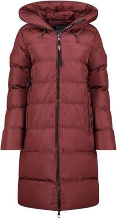 Geographical Norway April Femme - Parka Longue Chaude Hiver avec Capuche - Manteau Imperméable Déperlant - Blouson Outdoor Coupe-Vent Confort Urbain (Bordeaux L)