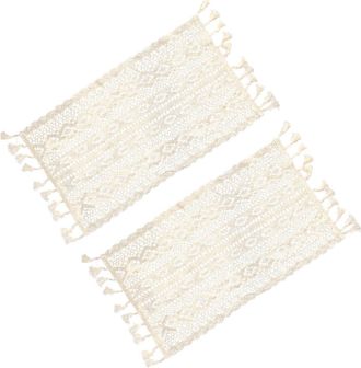 Aboofan 2 Stück Romantische Französische Spitzen Tischsets Teilig Boho Landhausstil Platzsets für Western Food Dekorative Tischmatten für Hochzeit Geburtstag 