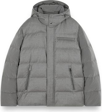 Paul & Shark Homme, Vestes, Gris, Taille: M Doudoune en laine et soie avec empiècements contrastants