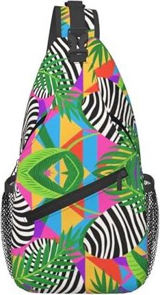 Generic Casual Sacoche Tactique Flamant Roses exotique, Hawa&iuml;, feuilles de palmier tropicales, art floral Sac &agrave; Bandouli&egrave;re R&eacute;glable Cross Body pour Homme Cyc