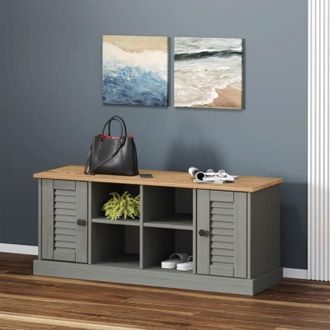 vidaXL Vidaxl - Banc &agrave; chaussures vigo gris 106x35x45 cm bois massif de pin
