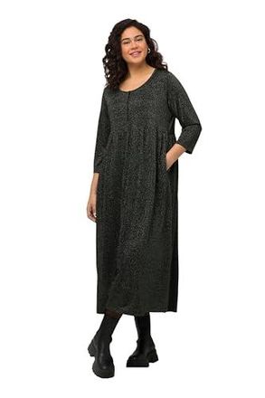 Ulla Popken Robe avec Fermeture Éclair, Noir, 52/54 Femme