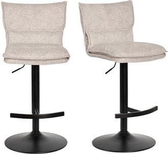 Duhome Tabouret de Bar Hauteur R&eacute;glable Chaise Pivotant en Boucl&eacute; avec Repose-Pieds Tabouret Rembourr&eacute;e pour Bistro Cuisine Bistro, Beige