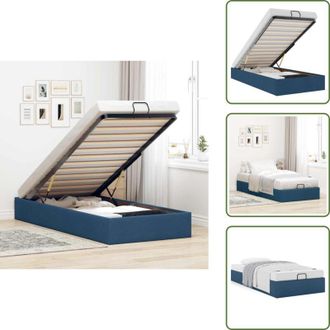 vidaXL The Living Store Ottoman-Bett ohne Matratze Blau 80x200 cm Stoff - Stauraum unter Bett