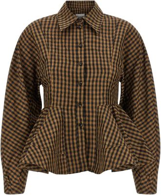 Ganni Femme, Blouses et Chemises, Brun, Taille: 38 FR Blouse en Taffetas