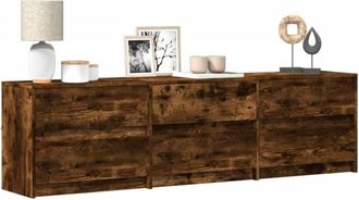 vidaXL Vidaxl - Meuble tv avec led chêne fumé 180x34x50 cm bois dingénierie