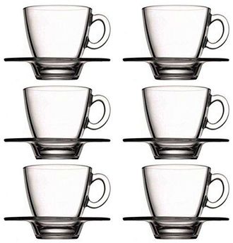Pasabahce 12 pi&egrave;ces Set de tasses &agrave; expresso avec soucoupe Aqua